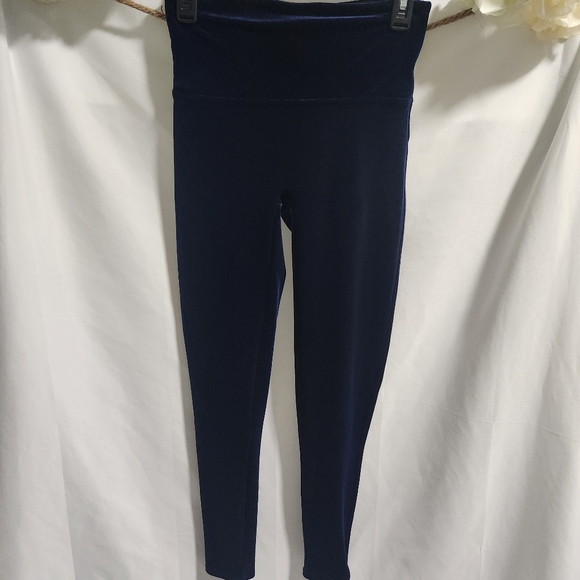 SPANX | Pants & Jumpsuits | Spanx Navy Blue Velvet Leggings Large ...